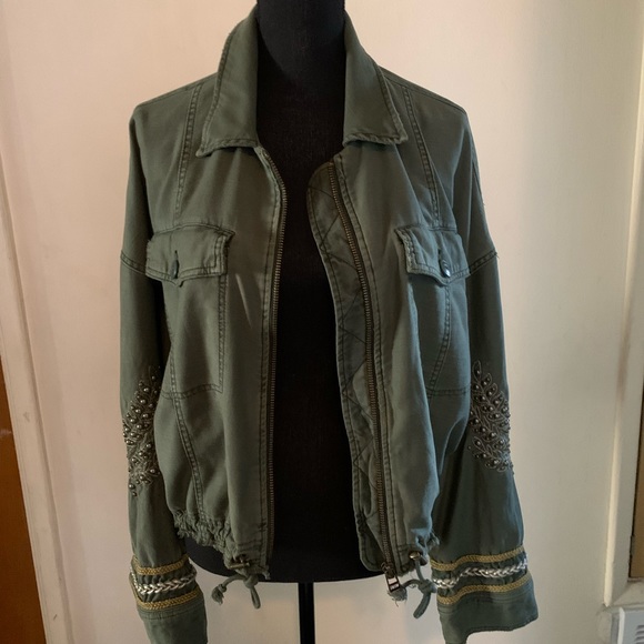 Free People | Jackets & Coats | Vintage Free People Cropped Olive Army ...